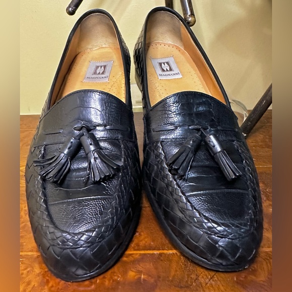 Magnanni | Shoes | Euc Magnanni Black Tassel Loafers Basketweave And ...